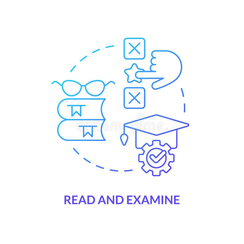 Read and Examine Blue Gradient Concept Icon Stock Vector - Illustration ...