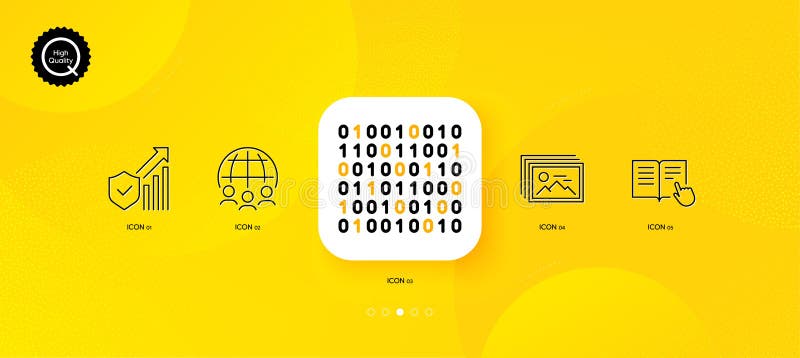 Read Instruction Binary Code And Global Business Minimal Line Icons For Web Application