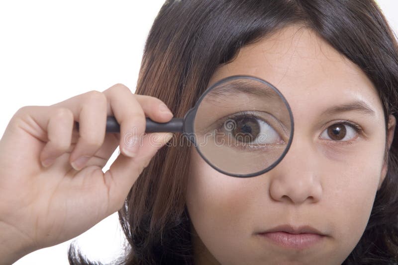 Read with magnifying glass stock photo. Image of glasses - 4997324