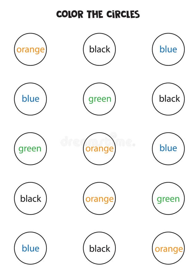 Color the Circles. Educational Worksheet for Learning Colors. Stock ...