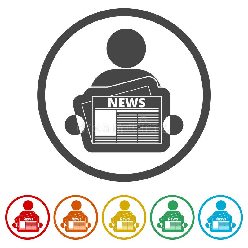 Read Newspaper Logo Vector Icon, 6 Colors Included Stock Vector ...