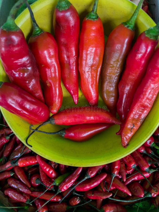 Red Peppers on Market Stall. Stock Photo - Image of taste, wooden ...