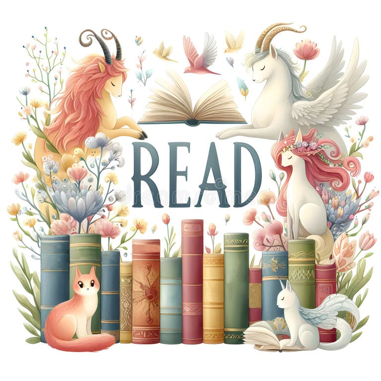READ Poster with Pets and Mythical Creatures and a Spring Theme Stock ...