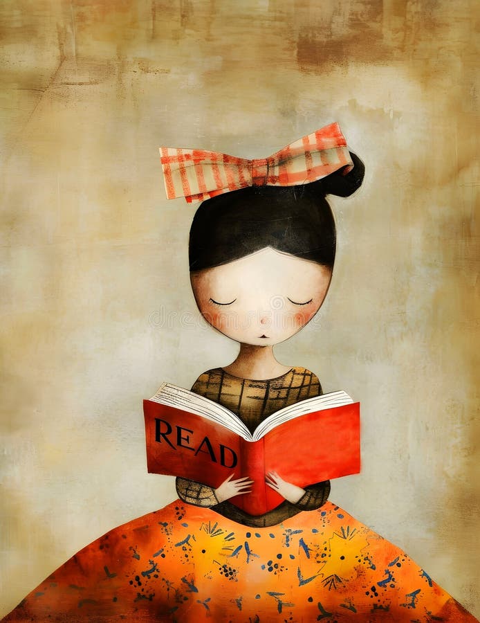 Read Poster with a Young Girl Reading. Stock Illustration ...