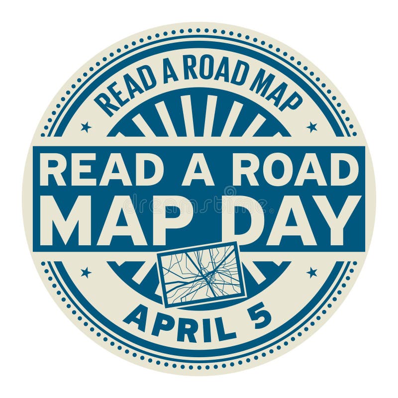 Read a Road Map Day stamp stock vector. Illustration of design - 110046685