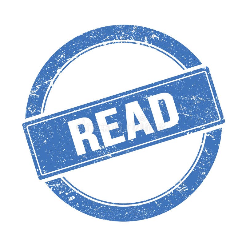 READ Text on Blue Grungy Round Stamp Stock Illustration - Illustration ...