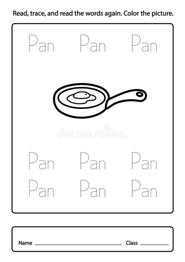 Read, Trace, and Read the Words Again Color the Picture Stock Vector ...