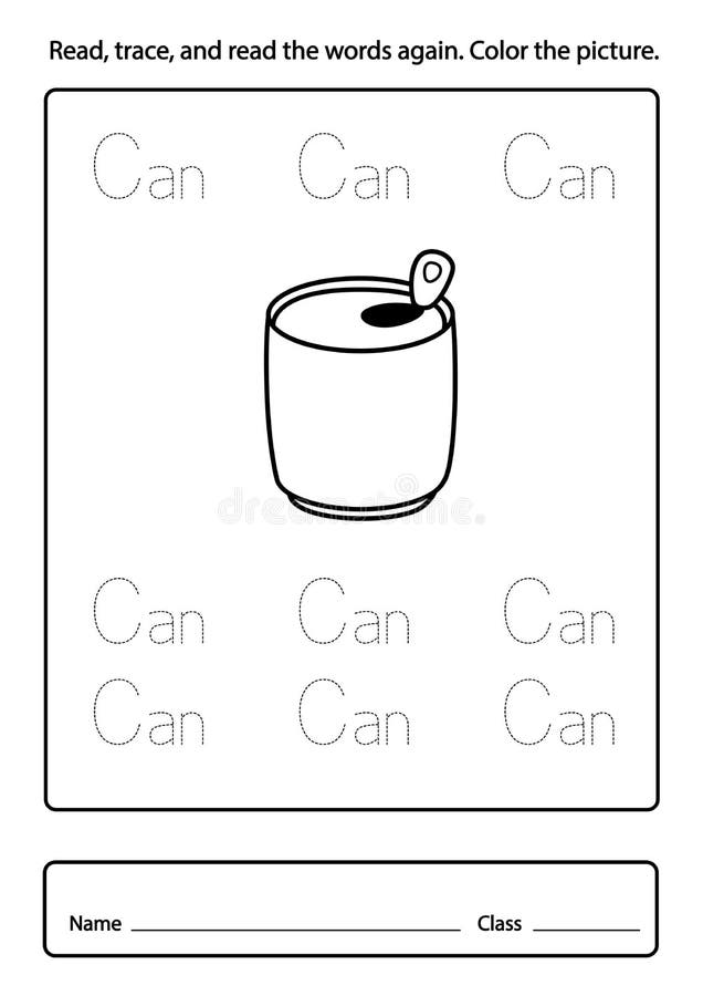 Read, Trace, and Read the Words Again Color the Picture Stock Vector ...