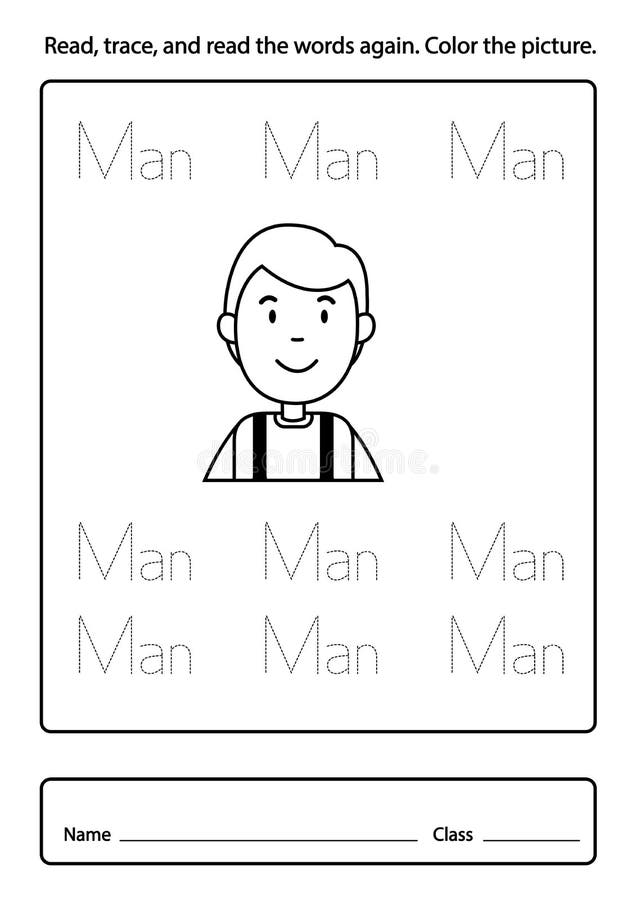 Read, Trace, and Read the Words Again Color the Picture Stock Vector ...