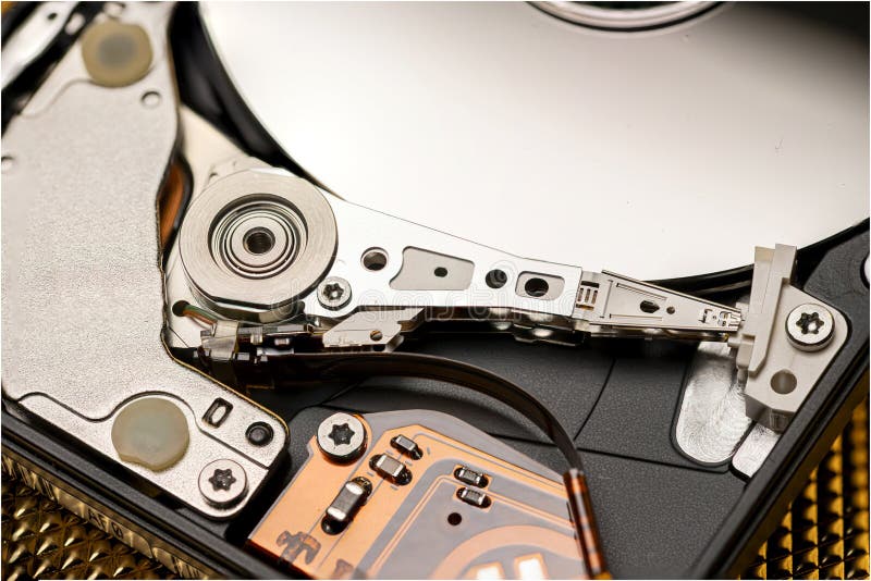Read and Write Head in Hard Disk Drive Stock Photo - Image of wheel ...
