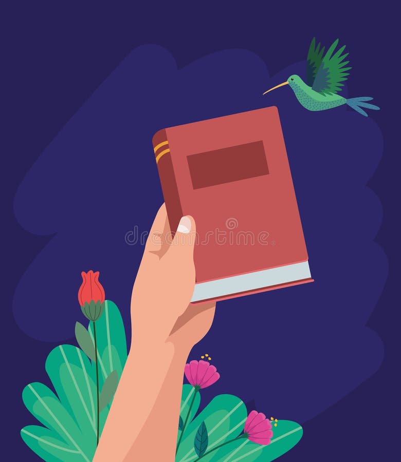 Reader hand with red book stock vector. Illustration of school - 271149272