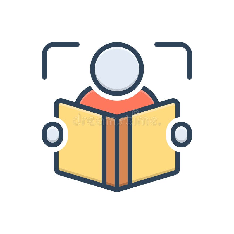Color Illustration Icon for Reader, Reciter and Bookworm Stock ...