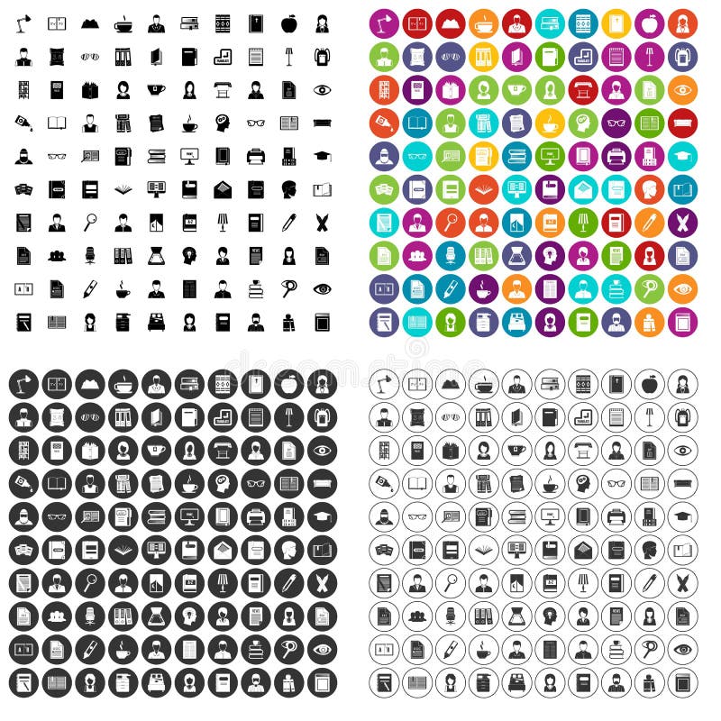 100 Reader Icons Hexagon Green Stock Vector - Illustration of library ...