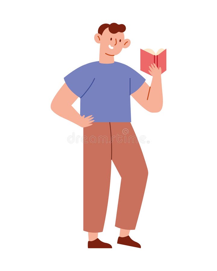Reader man character stock illustration. Illustration of male - 317608487
