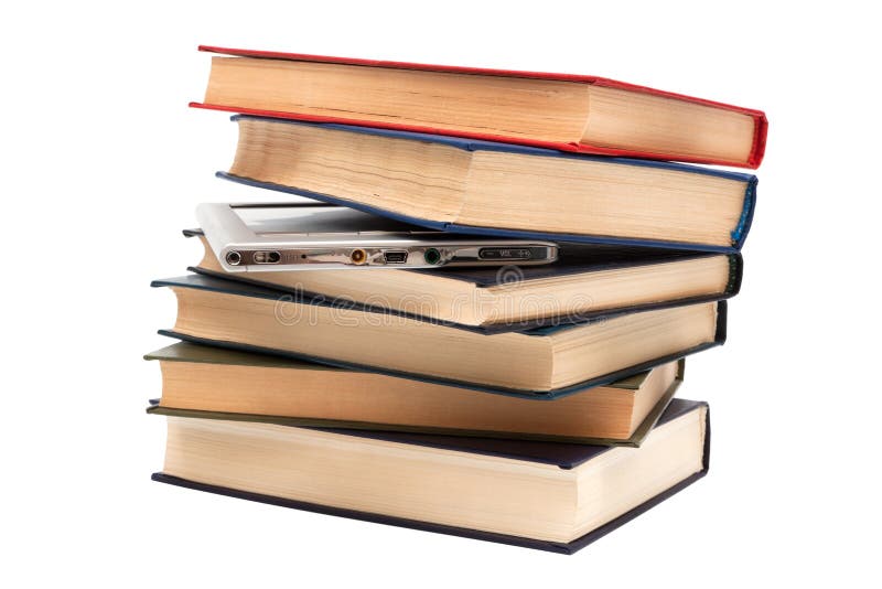Stack of Books Next To Kindle Touch EReader Editorial Photo - Image of ...