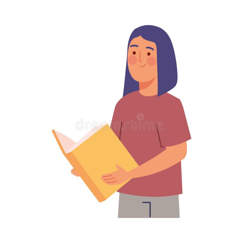 Reader Woman Reading Book Lying Down. Line Art Drawing Stock Vector ...