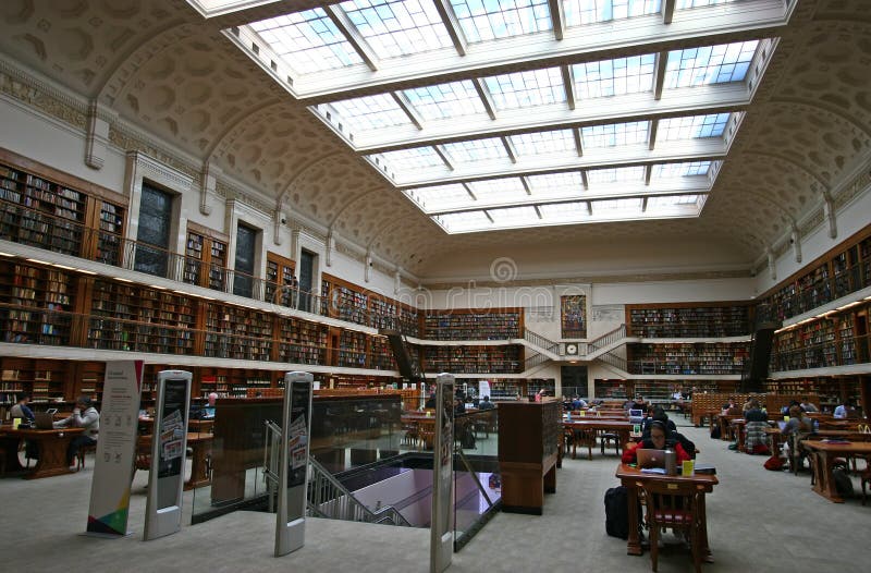 Neo-classical White Mitchell Reading Room in Historic State Library of ...