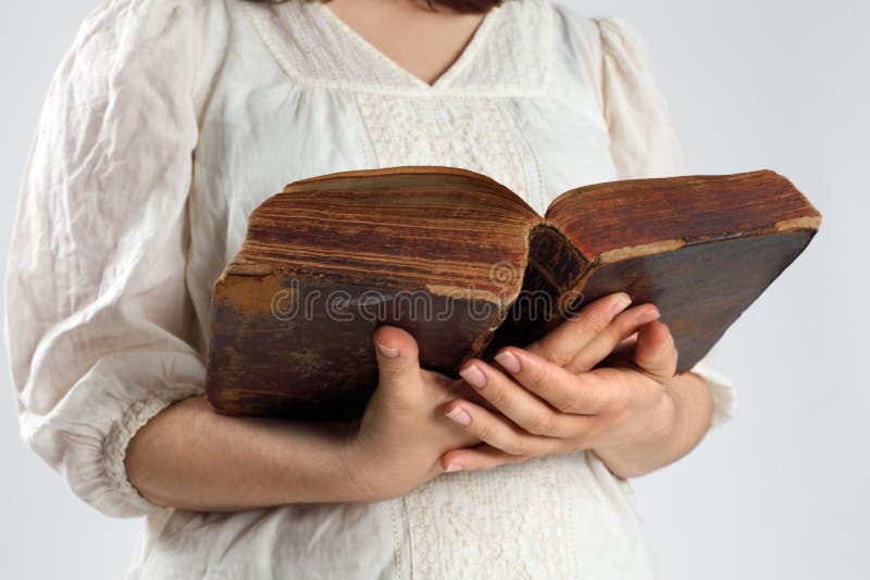 Reading from an Ancient Bible Stock Image - Image of book, praying ...