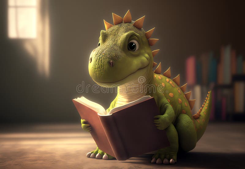 Dinosaur Reading Book Stock Illustrations – 312 Dinosaur Reading Book ...