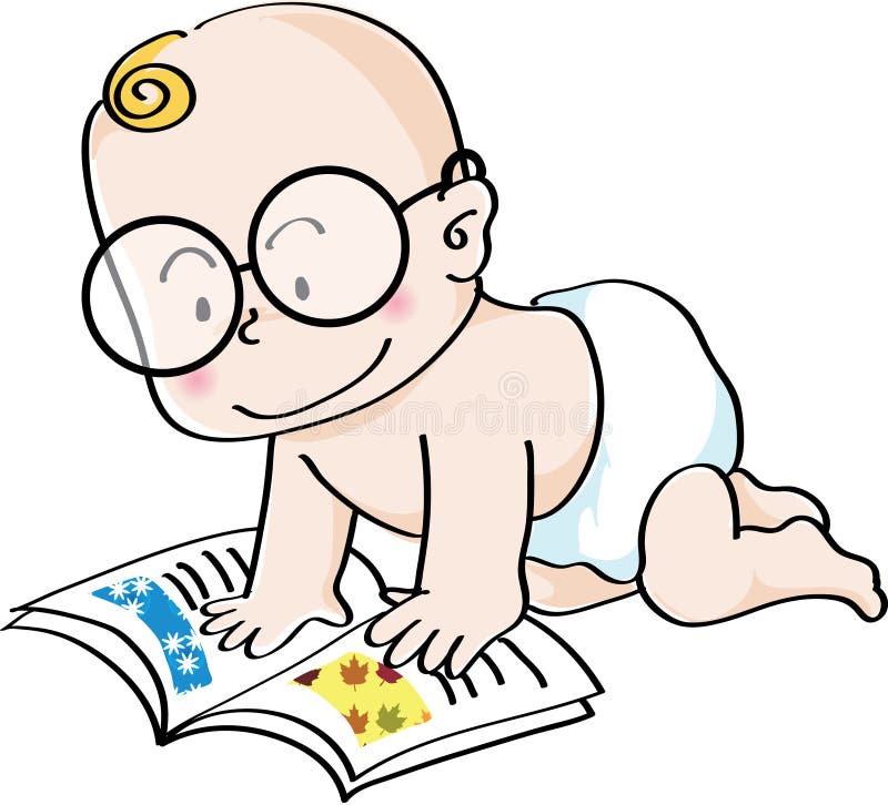 Reading baby stock illustration. Illustration of cartoon - 43201322