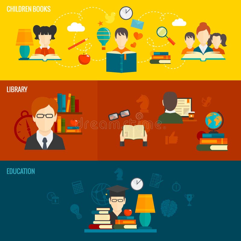 Reading Banner Set stock vector. Illustration of document - 47726725