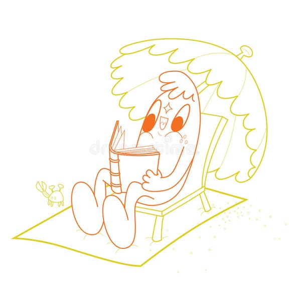 Reading on the beach stock vector. Illustration of enjoy - 13046138