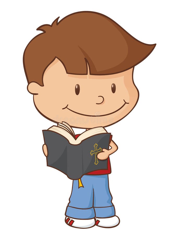 Child Reading Bible Clipart
