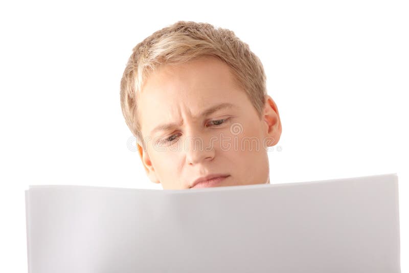 Reading blank paper stock image. Image of isolation, business - 12140377