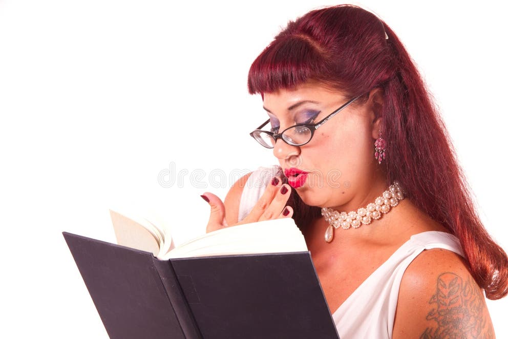 Reading a book stock photo. Image of pinup, necklace - 25869944