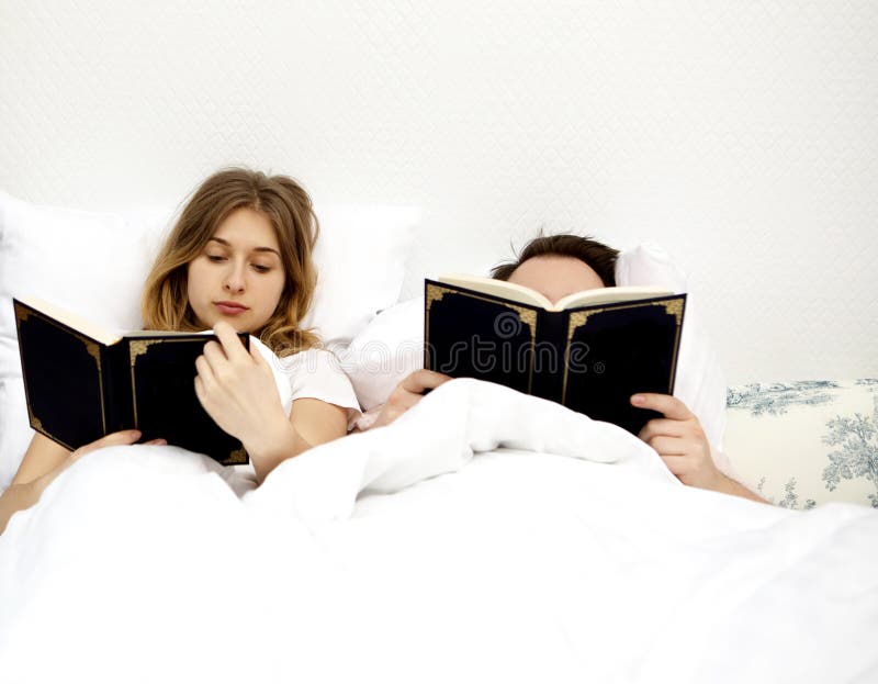 Reading book in bed. stock image. Image of rest, cheerful - 92089657