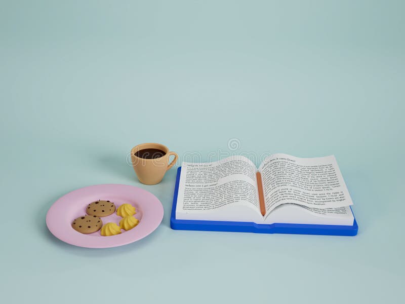 Reading a Book in Free Time. 3d Rendering Illustration Stock ...