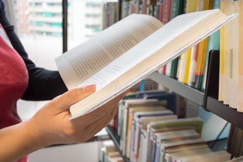 Reading a Book in a Library Stock Image - Image of girl, single: 47800891