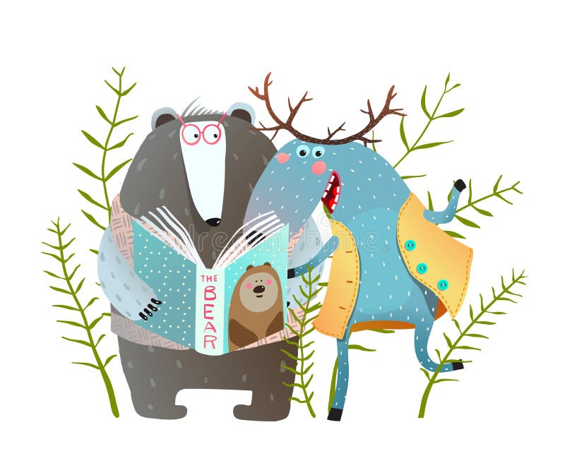 Wild Animals Reading Book Forest Stock Illustrations – 109 Wild Animals ...
