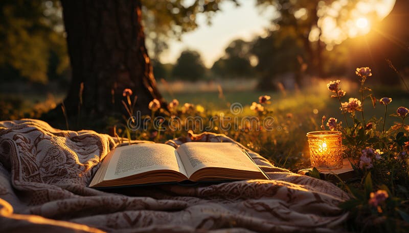 Reading Book in Nature, Sunset, Relaxation, Grass, Summer, Education ...