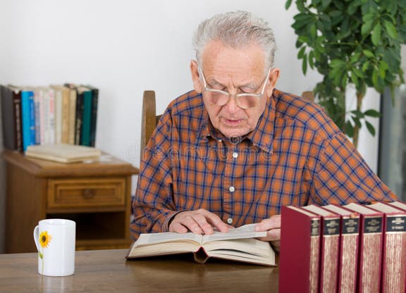 Reading book stock photo. Image of grandpa, home, literate - 37767352