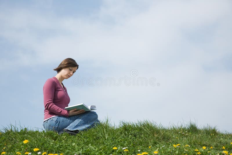 Woman reading book stock photo. Image of outdoors, reading - 2360586