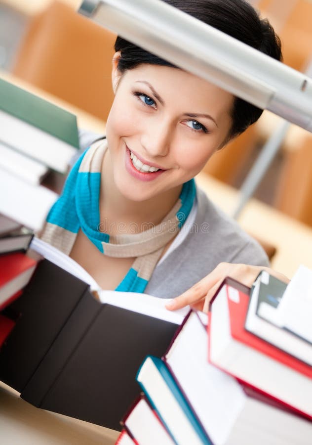 Reading Book Pretty Female Student Stock Photo - Image of female ...