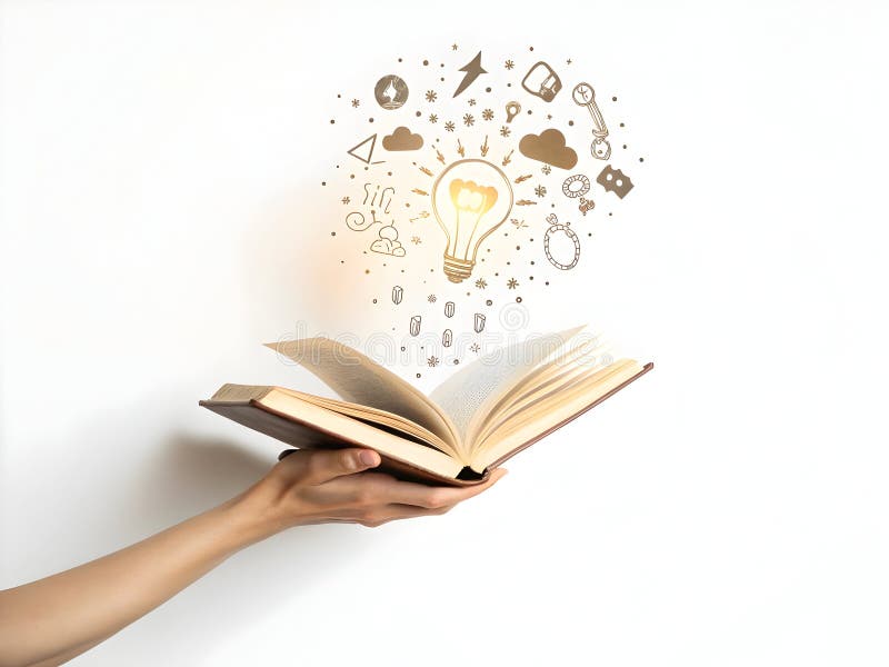 Reading Book Sparking New Ideas and Knowledge Stock Photo - Image of ...