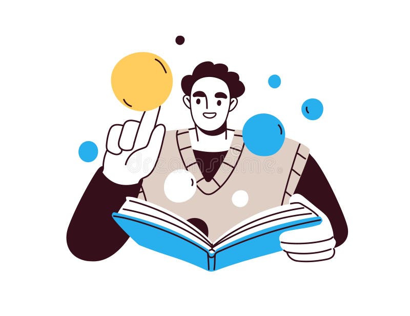 Reading Book, Studying. Creative Education, Knowledge Concept. Happy ...