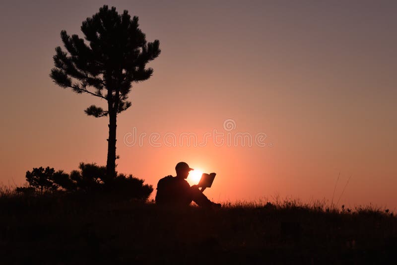Reading Book Under the Tree Stock Image - Image of info, glad: 58246547