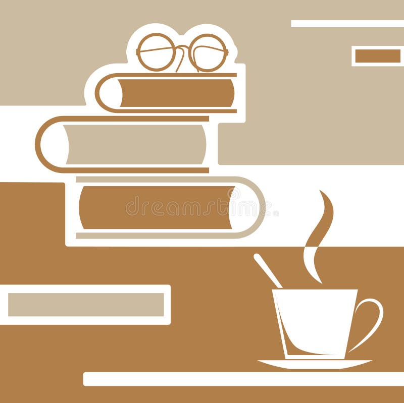 Reading books with coffee stock vector. Illustration of brown - 70788580
