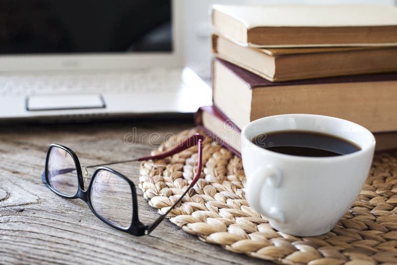 Reading Books with Coffee on Table Stock Photo - Image of house, table ...