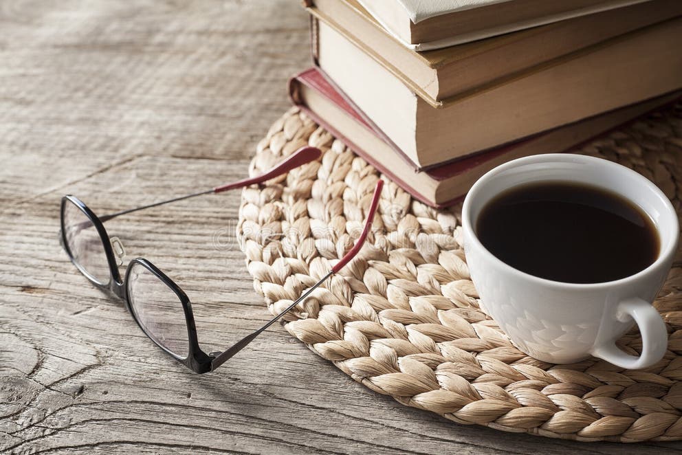 Reading Books with Coffee on Table Stock Photo - Image of educational ...