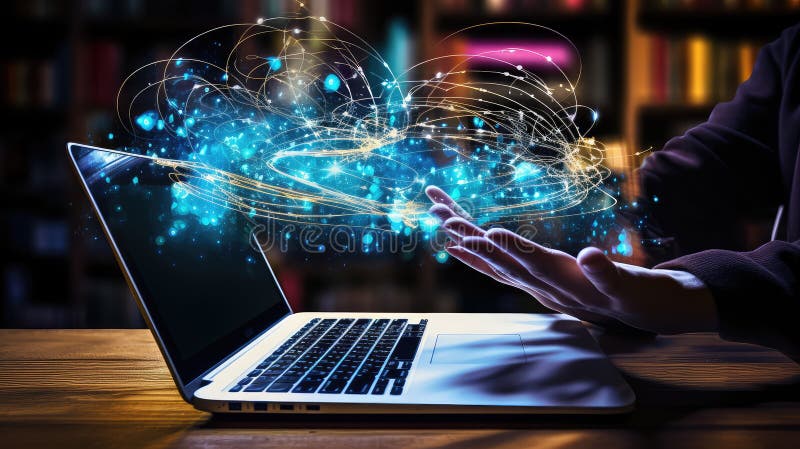 Reading books laptop stock illustration. Illustration of highlights ...