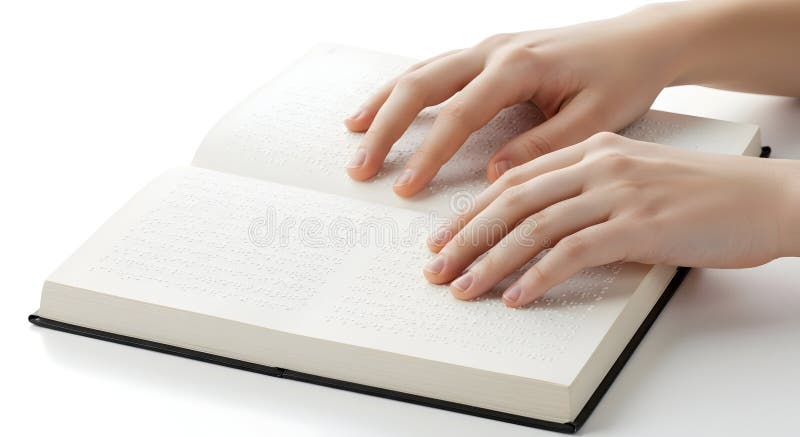 Reading Braille Hands Touching Book Accessibility Stock Illustration ...