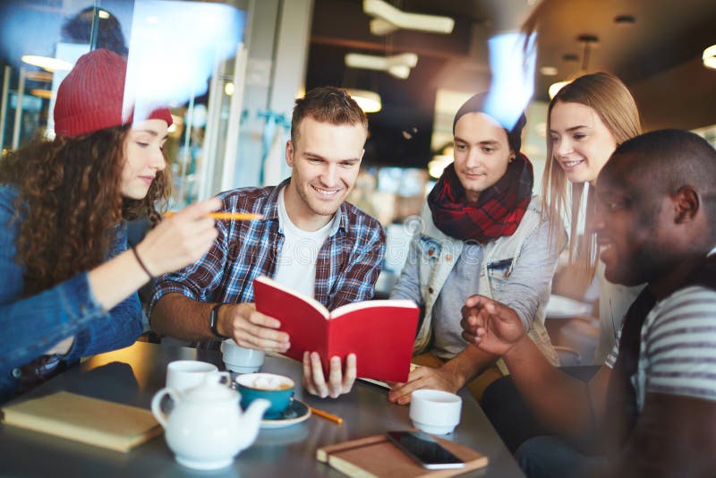 Reading in cafe stock photo. Image of person, gathered - 65655176