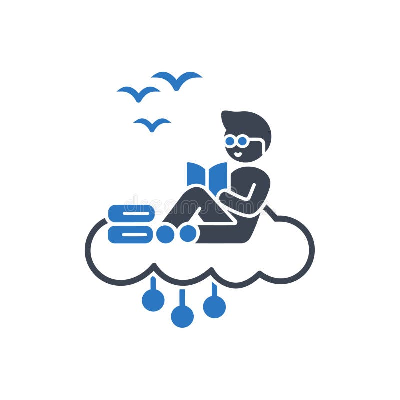 Reading on Cloud Icon stock vector. Illustration of book - 376289621