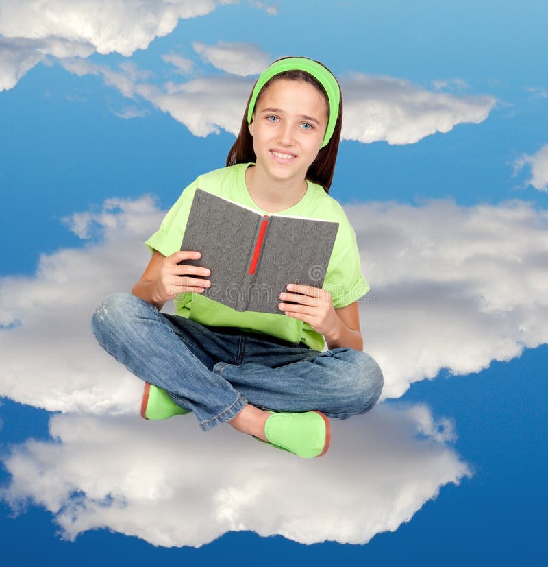 Reading in the clouds stock photo. Image of face, cute - 39523188
