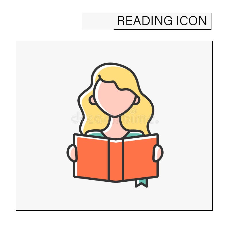 Reading color icon stock vector. Illustration of lady - 252465324
