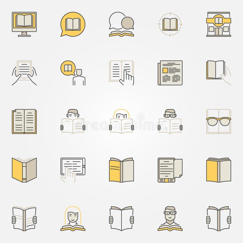 Reading Colorful Icons Set Stock Vector Illustration Of Colorful 99665374
